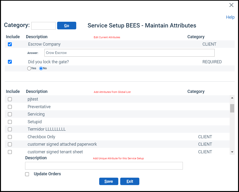 Location Attributes & Service Attributes