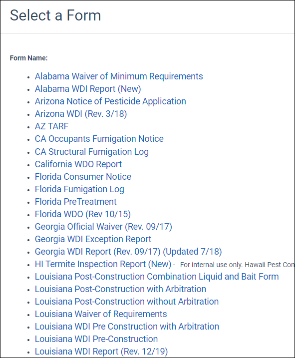 Adding a Form to a Location in PestPac