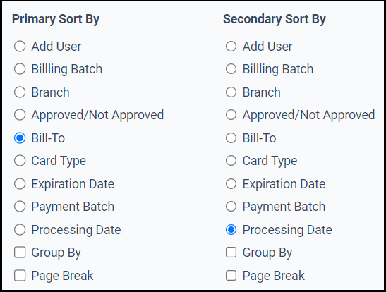 Credit Card / ACH Report