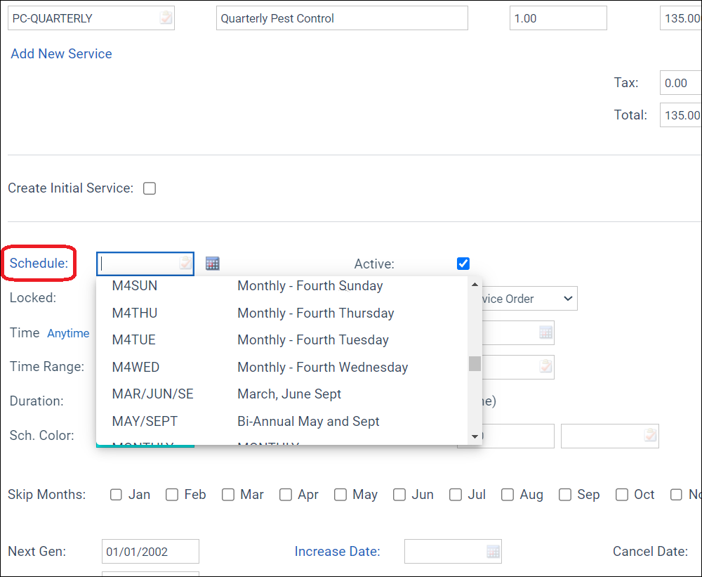 Schedule Types and Schedule Frequencies