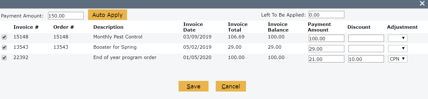 Payment Entry Screen