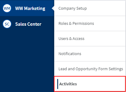 Sales Center: Setting Up Activity Types