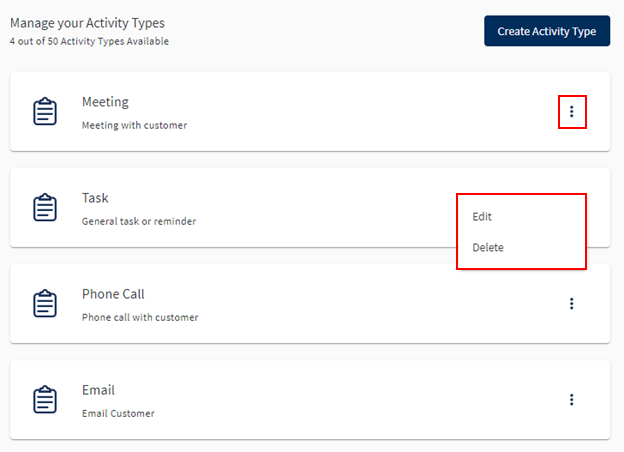 Sales Center: Setting Up Activity Types