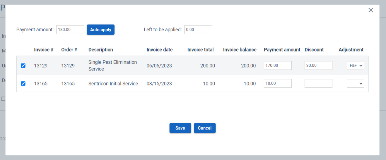 Payment Entry Screen