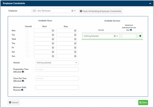 Routing Constraints Quick Setup