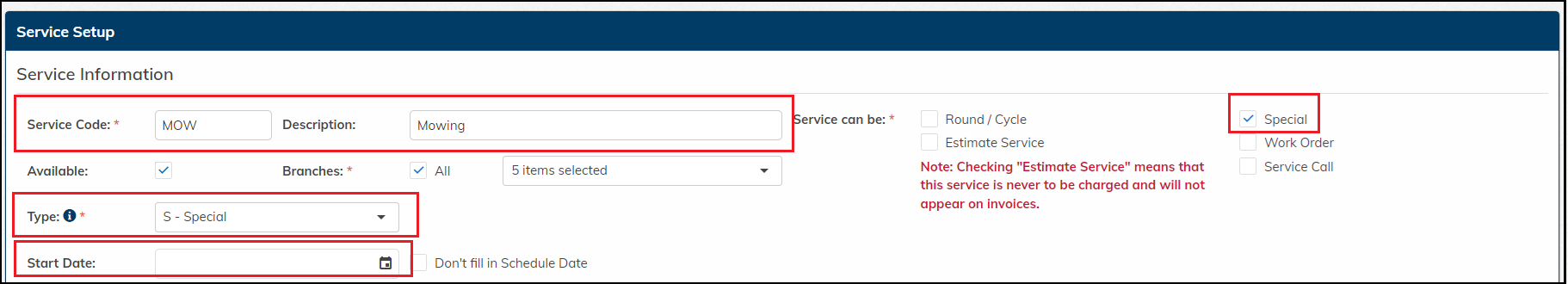 SA5 - Suggested Service Setup Guide