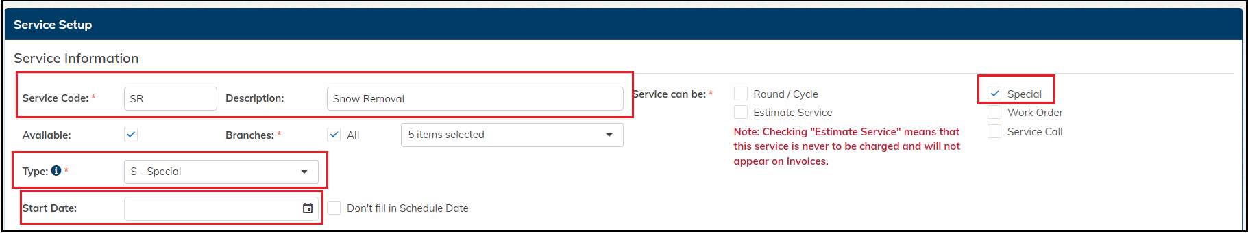 SA5 - Suggested Service Setup Guide