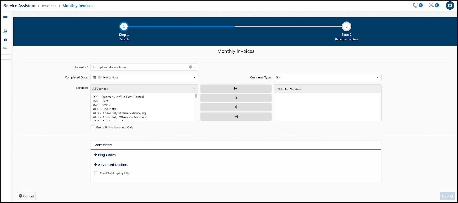 SA5 - Monthly and Group Billing Invoices