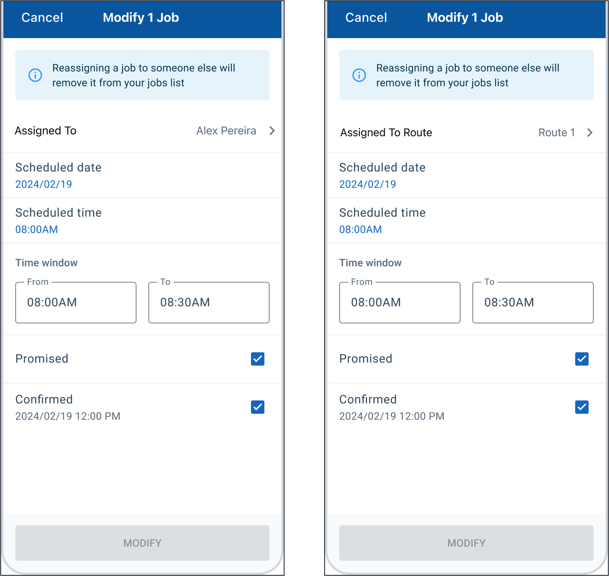 RealGreen Mobile App: Job List Actions