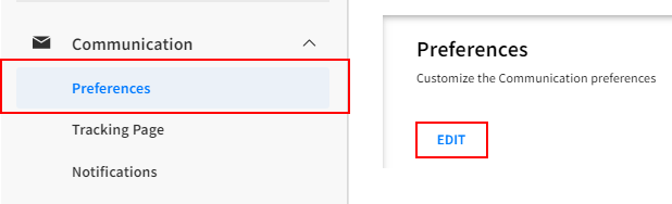 Setting up Communication Preferences and Tracking Page