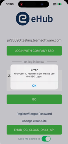 WT: eHub Single Sign-On on Mobile Devices