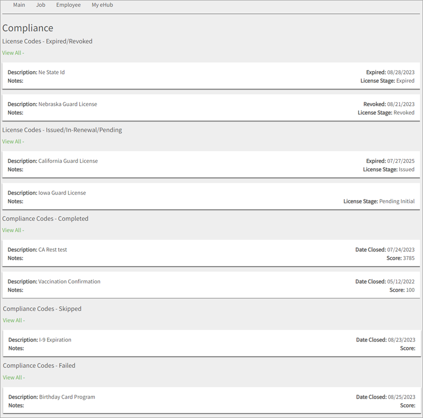 WT: Compliance Codes