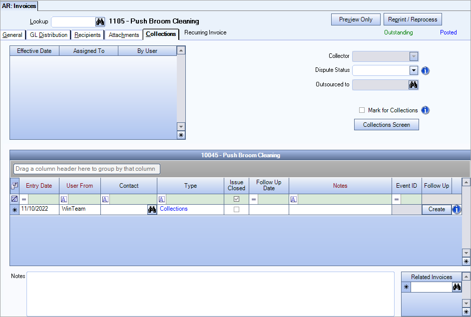 WT: AR Invoice Entry: Collections