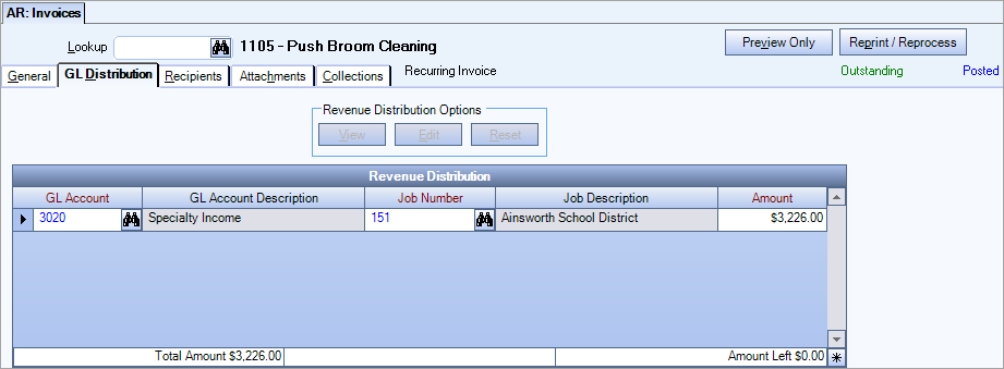 WT: AR Invoice Entry: GL Distribution