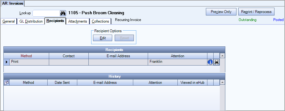 WT: AR Invoice Entry: Recipients