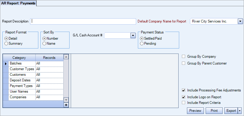 WT: AR - Payments Report
