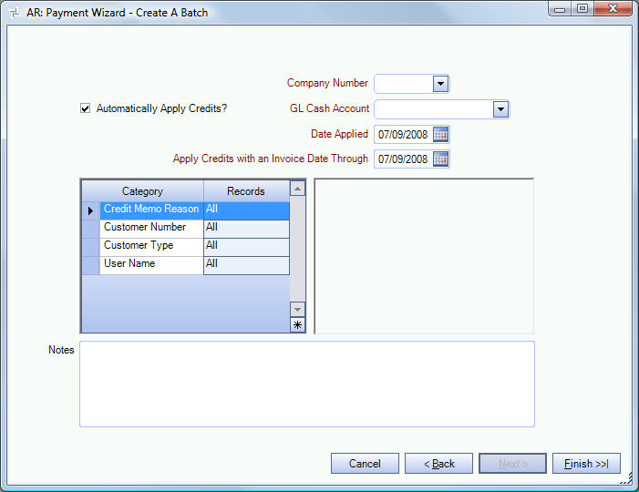 WT: AR - Payment Wizard - Create A Batch - Credit