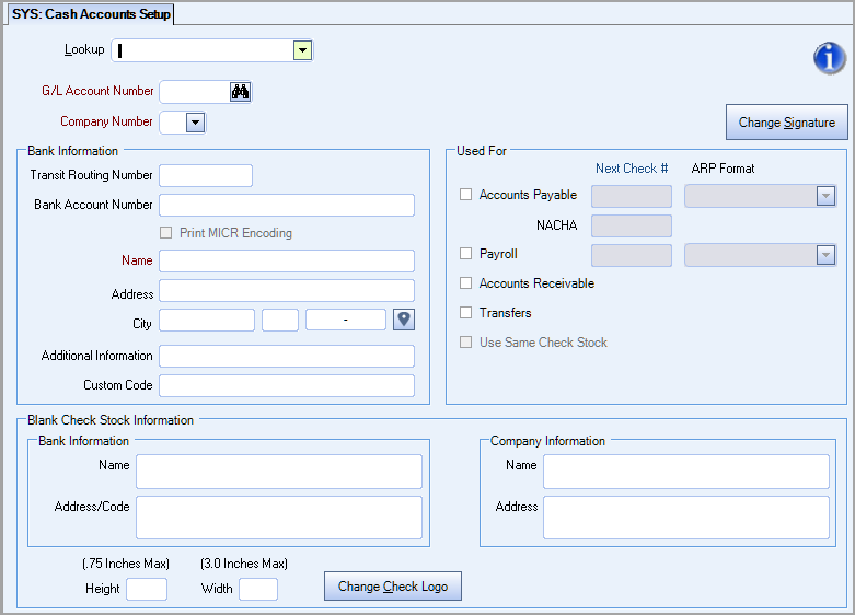 WT: SYS Cash Accounts Setup