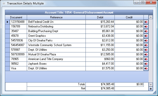 WTL: GL - Transaction Details Multiple