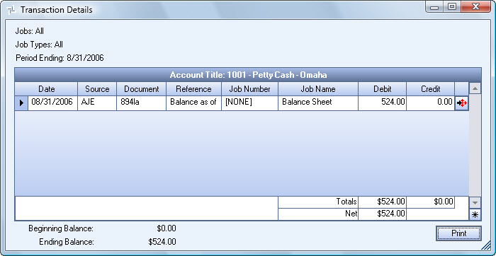 WT: GL - Transaction Details