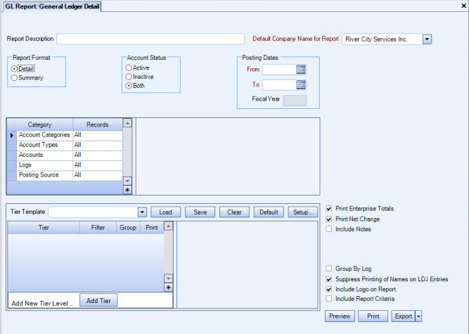 WT: GL General Ledger Detail Report