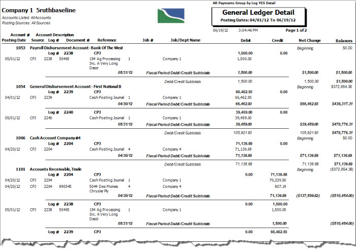 WT: GL General Ledger Detail Report