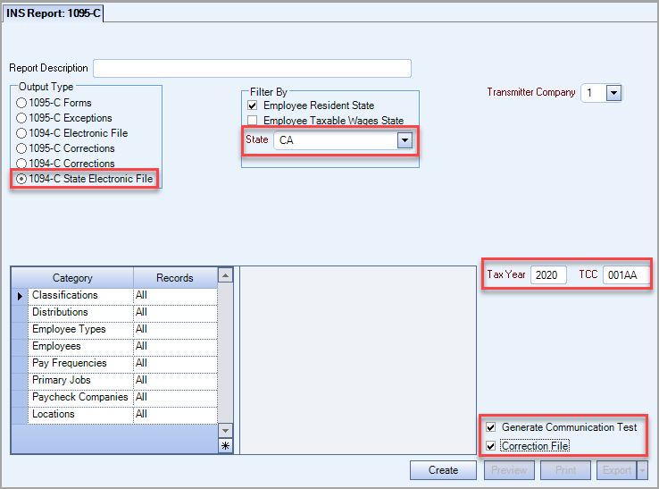 WT: Creating Test Communication Files for California 1095-C Records