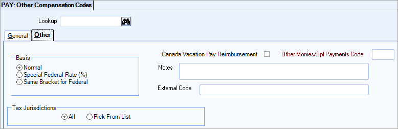 WT: PAY: Other Compensation Codes