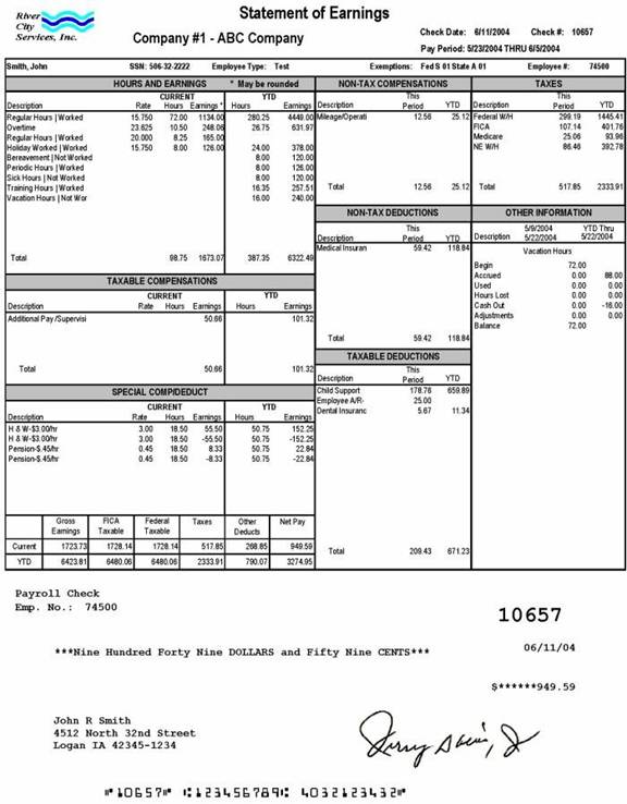 WT: Framed Section Paycheck Layout