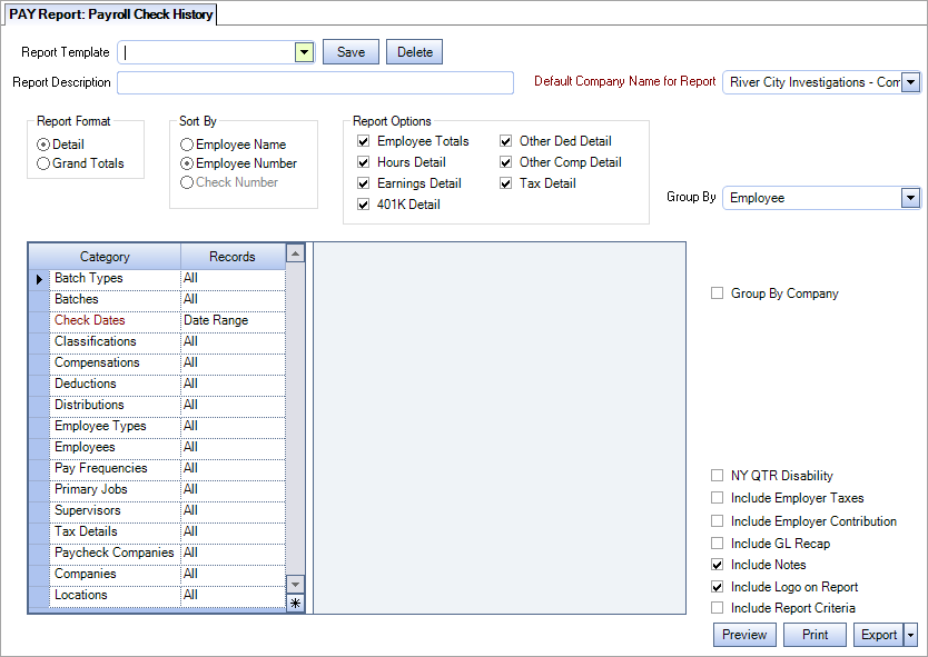WT: PAY: Payroll Check History Report