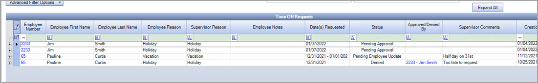 WT: Payroll Report: Time Off Requests