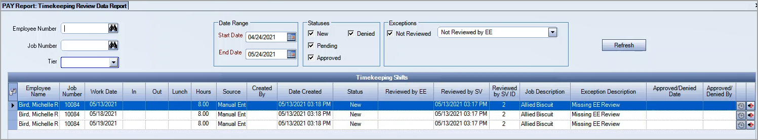 WT: Payroll Timekeeping Review Report