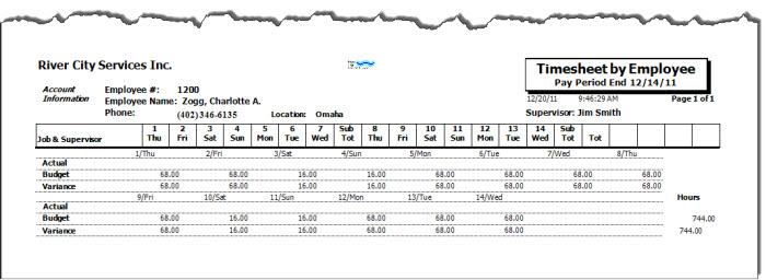 WT: Timesheets Payroll Report
