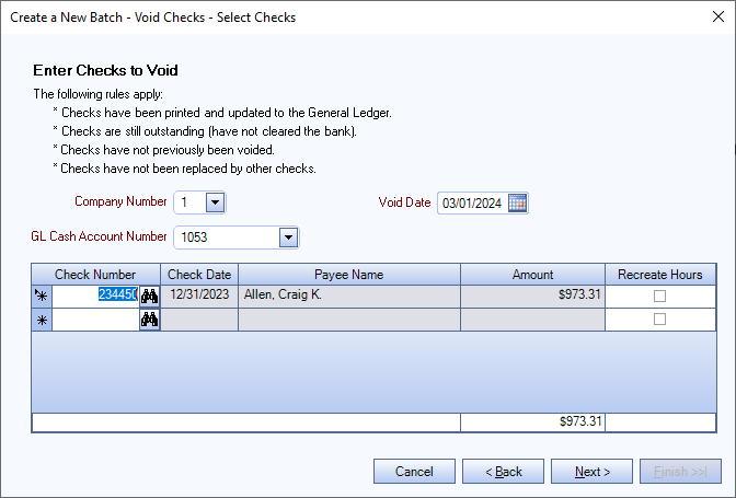 WT: Voiding and Reissuing a Check