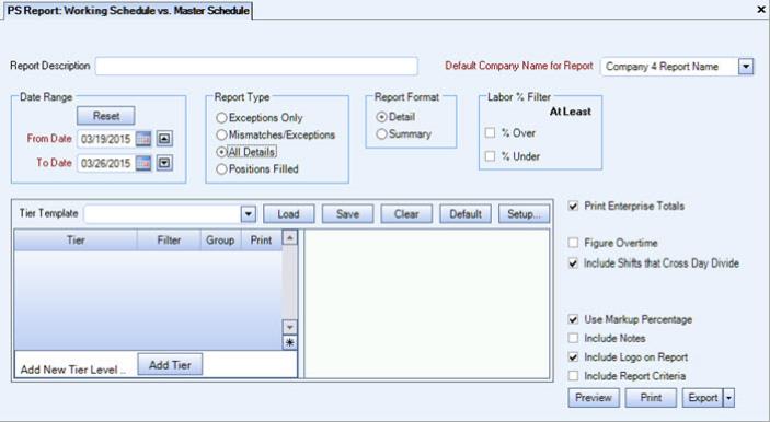 WT: PS Report: Working Schedule vs. Master Schedule