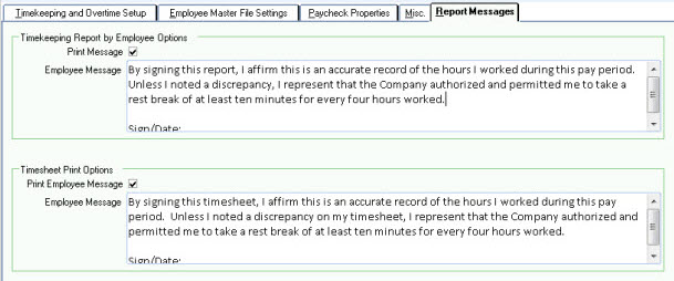 WT: PAY Defaults Report Messages