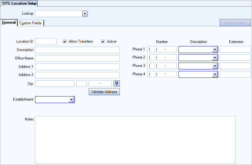 WT: SYS Location Setup