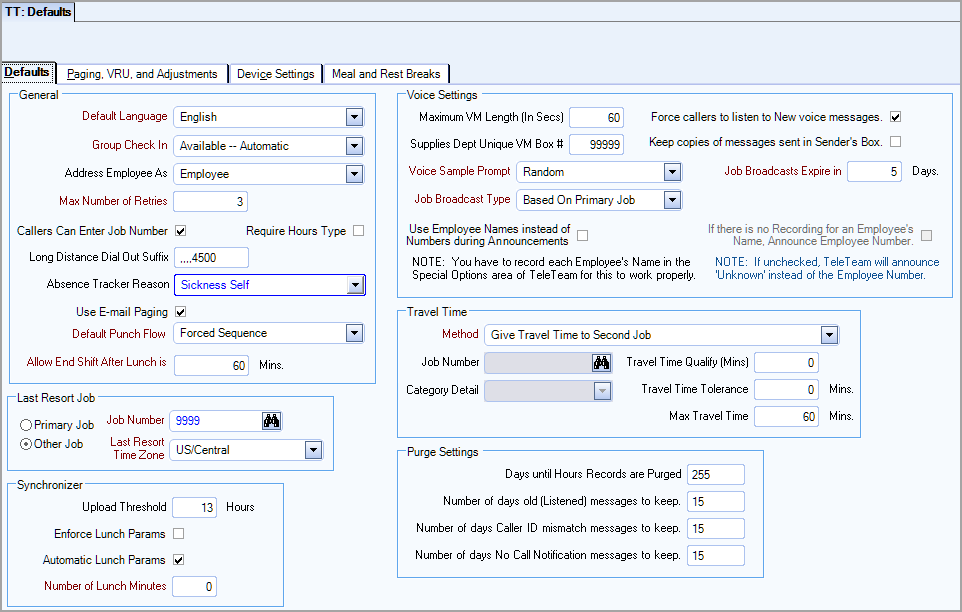 WT: TeamTime Defaults