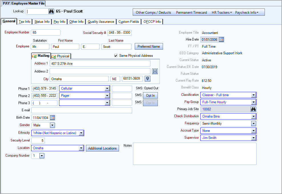 WT: Employee Master File Overview