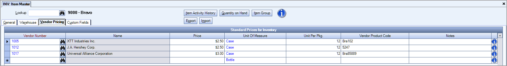 WT: Item Master File