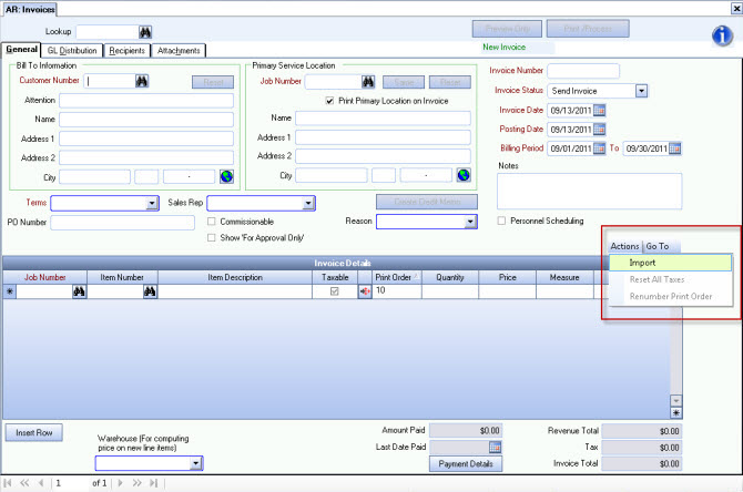 WT: AR - Importing Invoices