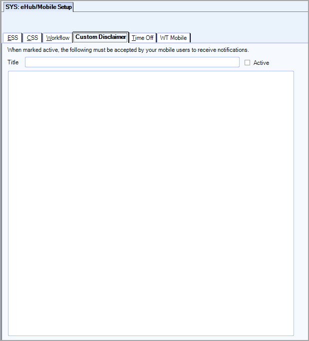 WT: SYS eHub/Mobile Setup