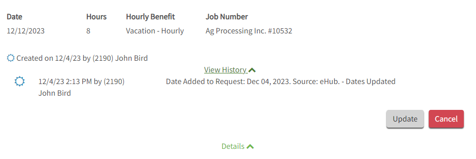 WT: eHub Time Off Requests