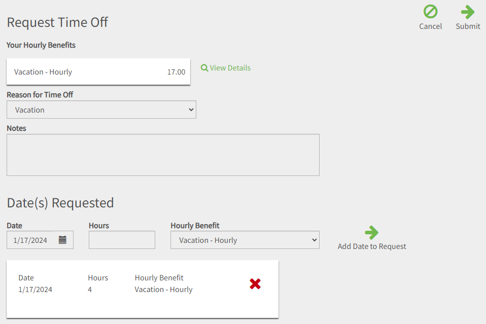 WT: eHub Time Off Requests
